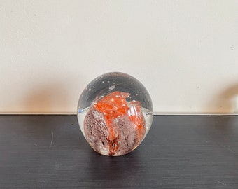 Vintage Orange/gold Speckled Glass Paperweight. Vibrant - Etsy