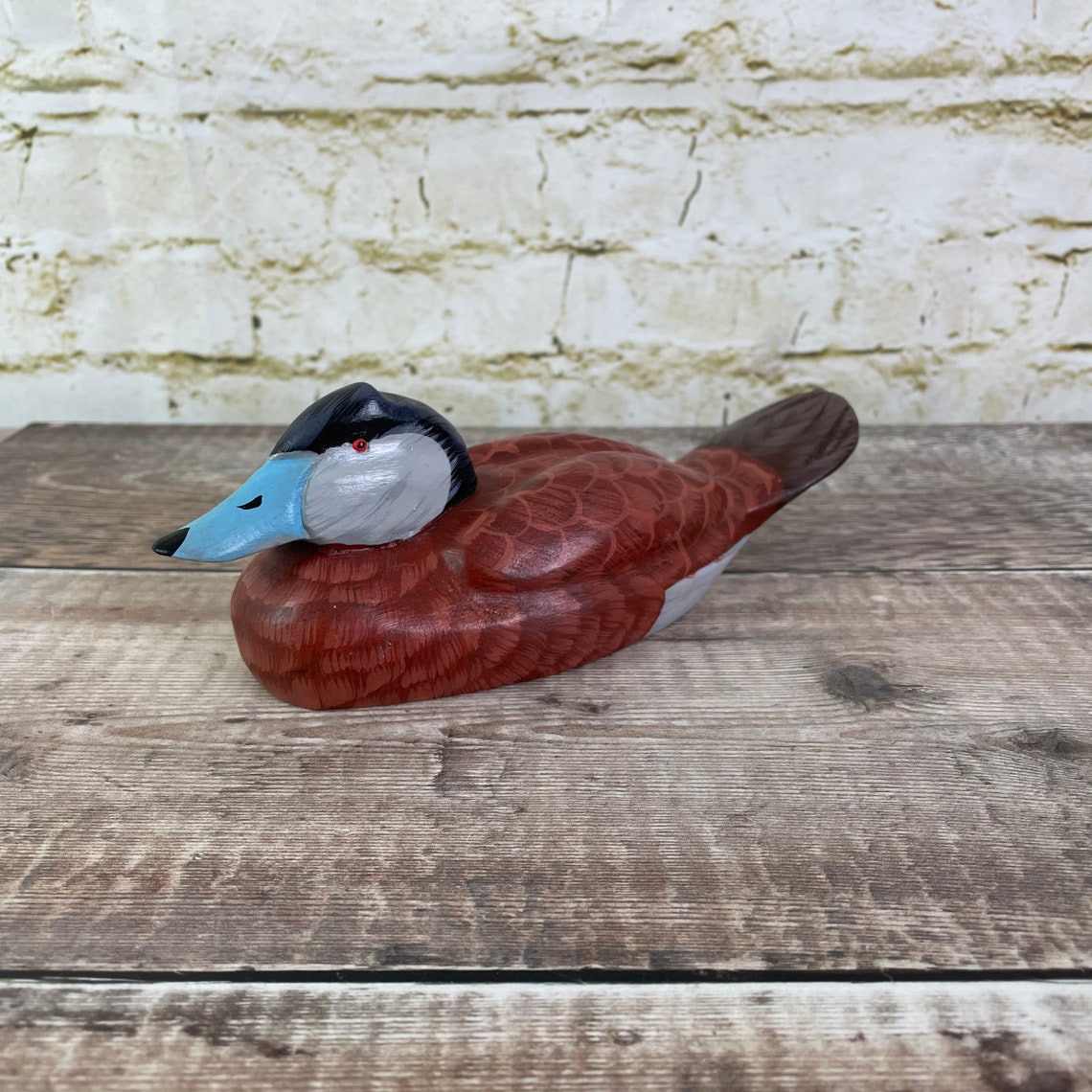 Vintage Large Wooden Duck Figurine | Etsy