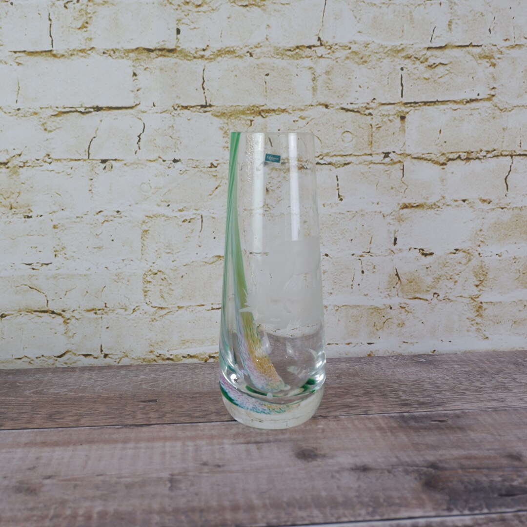 Caithness Glass Vase With Stag Etching - Etsy UK