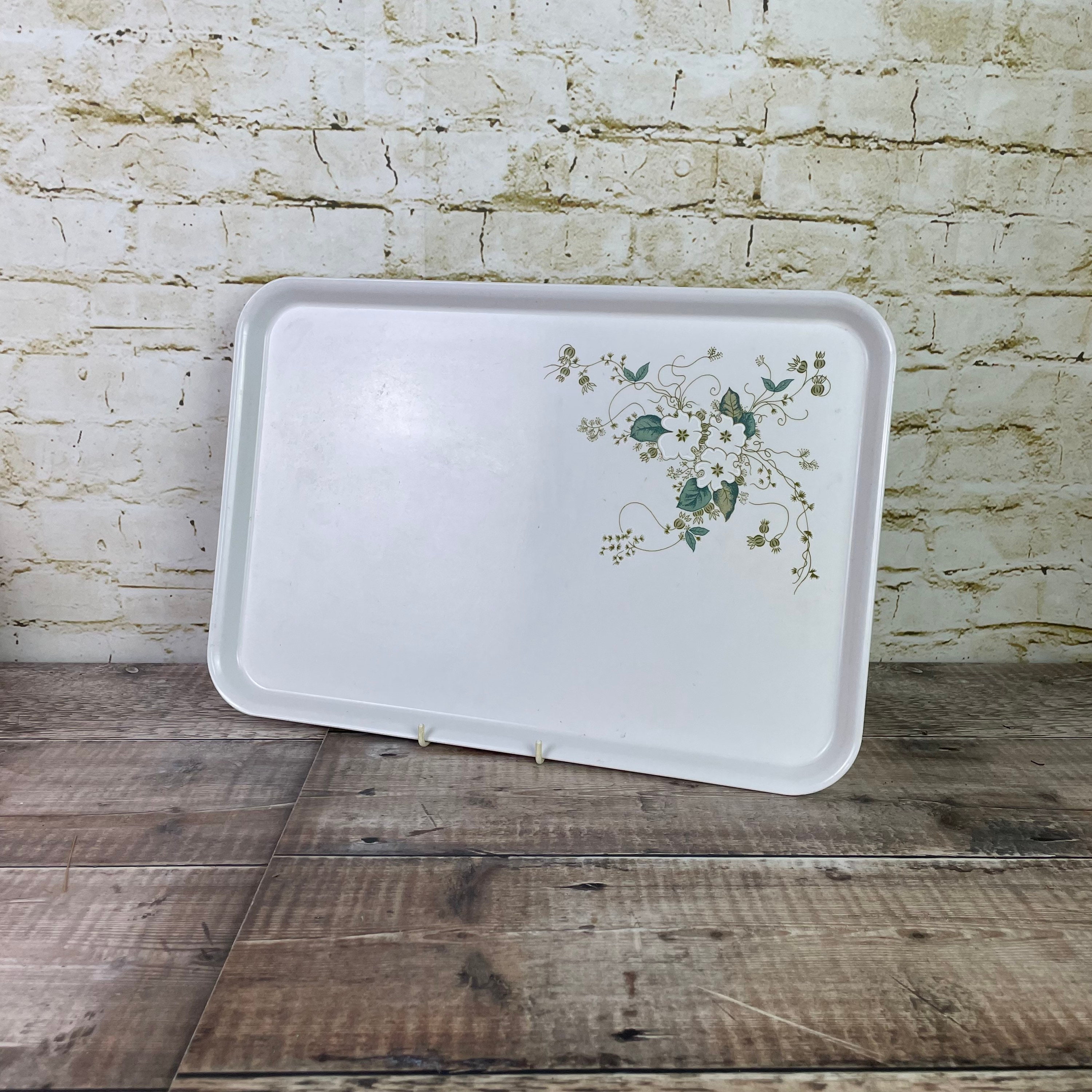Traditional Vintage Tea Tray with White Flowers | Etsy