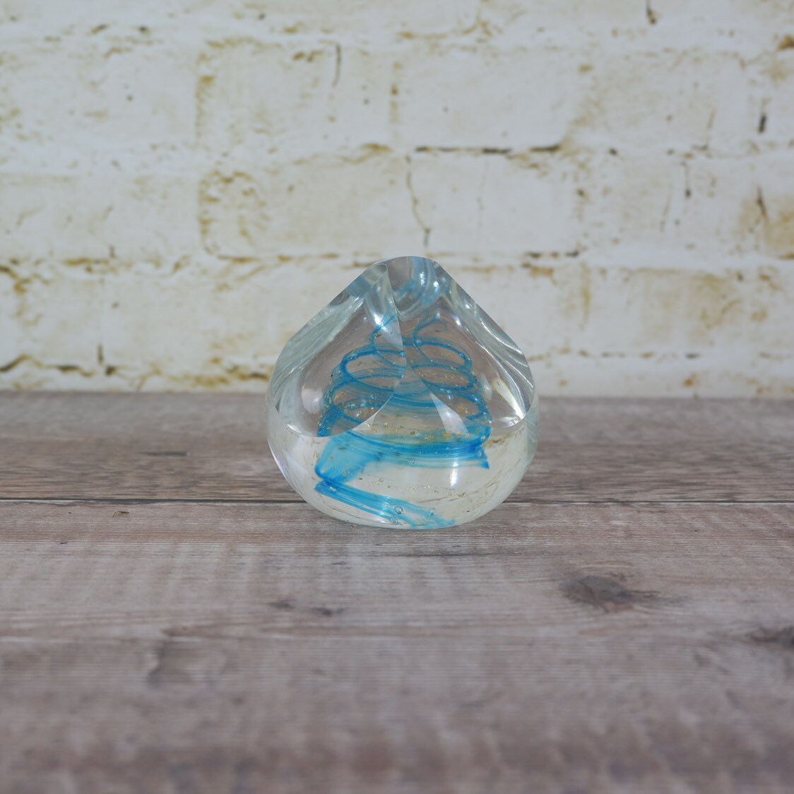 Vintage Blue Glass Paperweight | Etsy UK