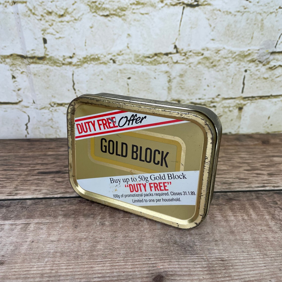 Vintage Tobacco Tin Gold Block - Etsy UK