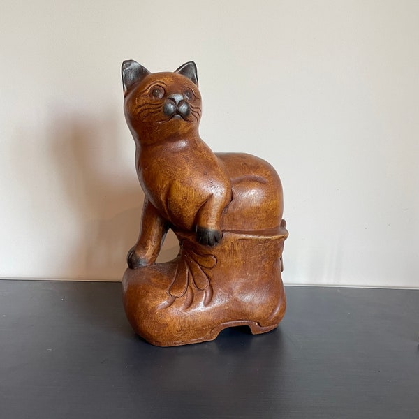 Wooden Cat Figurine - Etsy