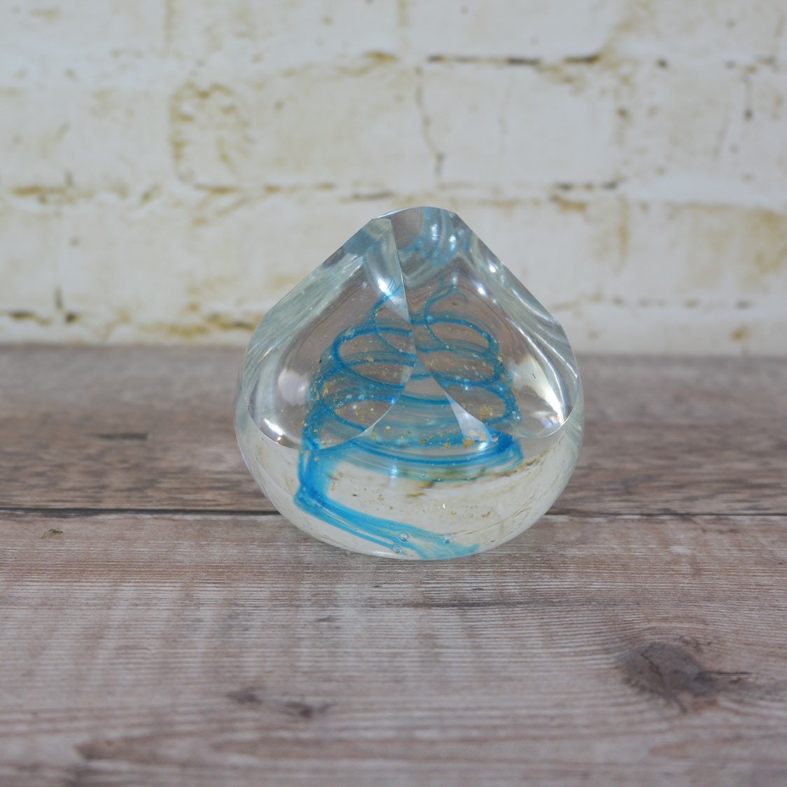Vintage Blue Glass Paperweight - Etsy UK