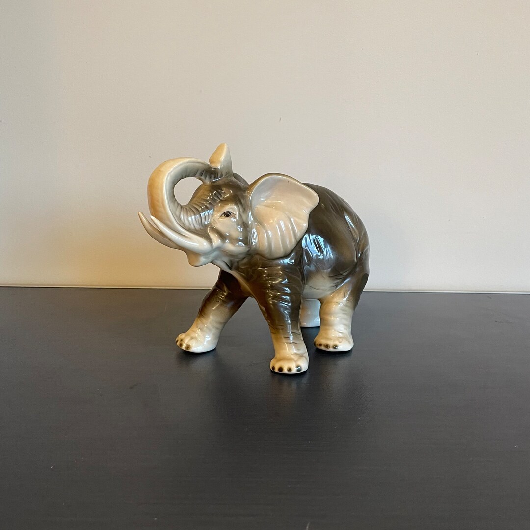 Vintage Porcelain Elephant Figurine - Etsy
