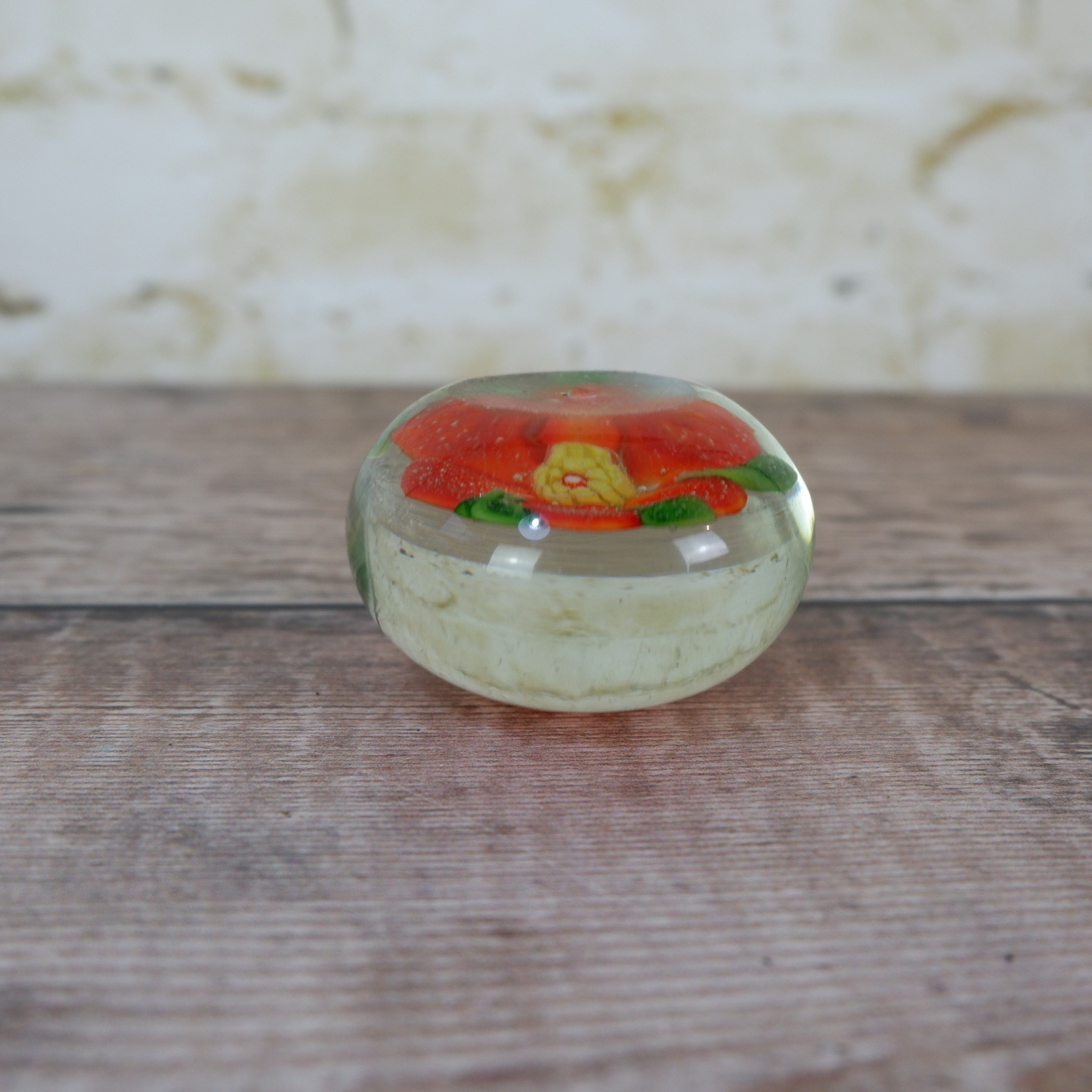 Vintage Red Flower Glass Paperweight - Etsy Ireland