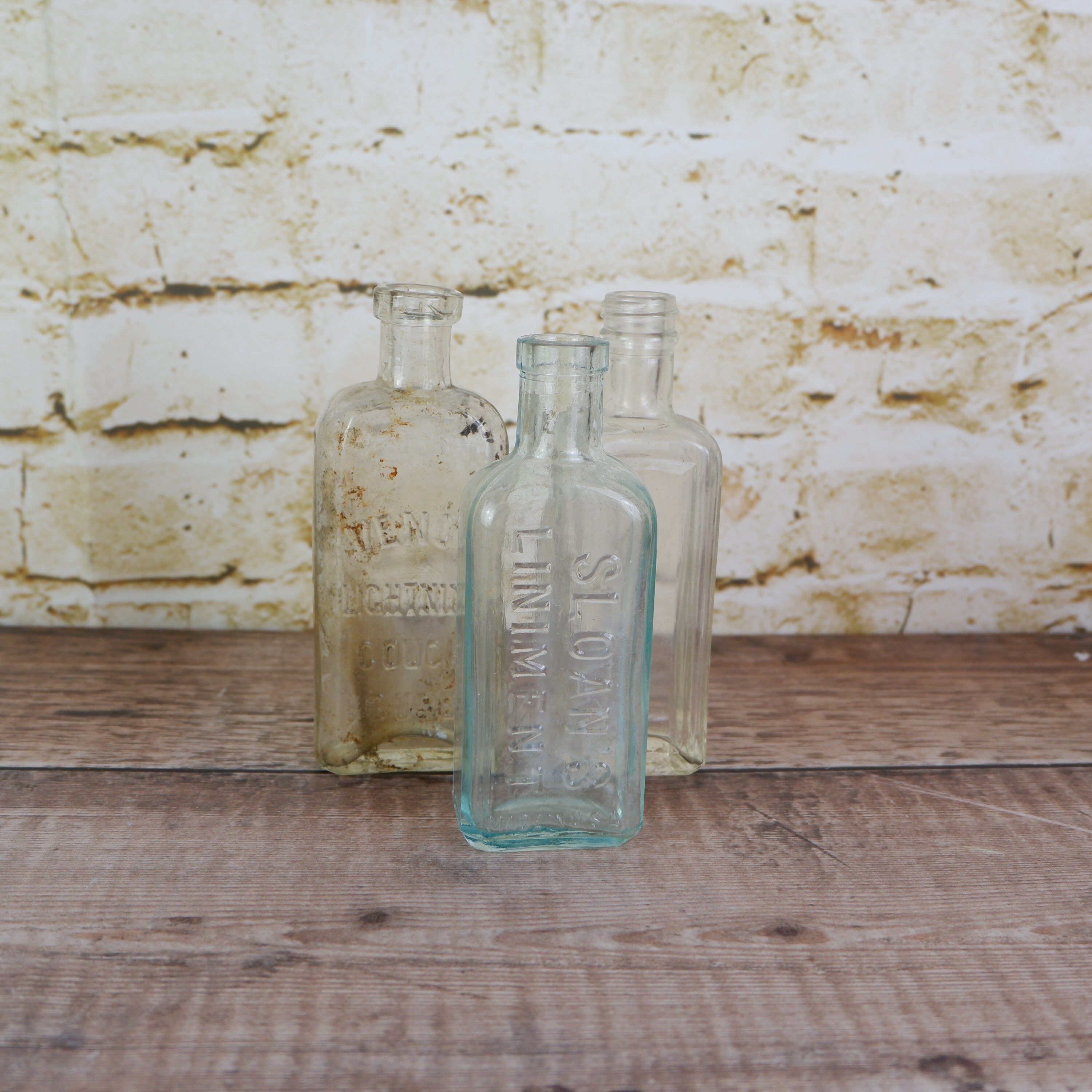 Three Antique Glass Pharmacy Bottles | Etsy