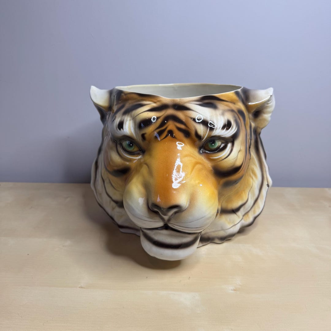 Large Vintage 1960s Tiger Planter - Etsy