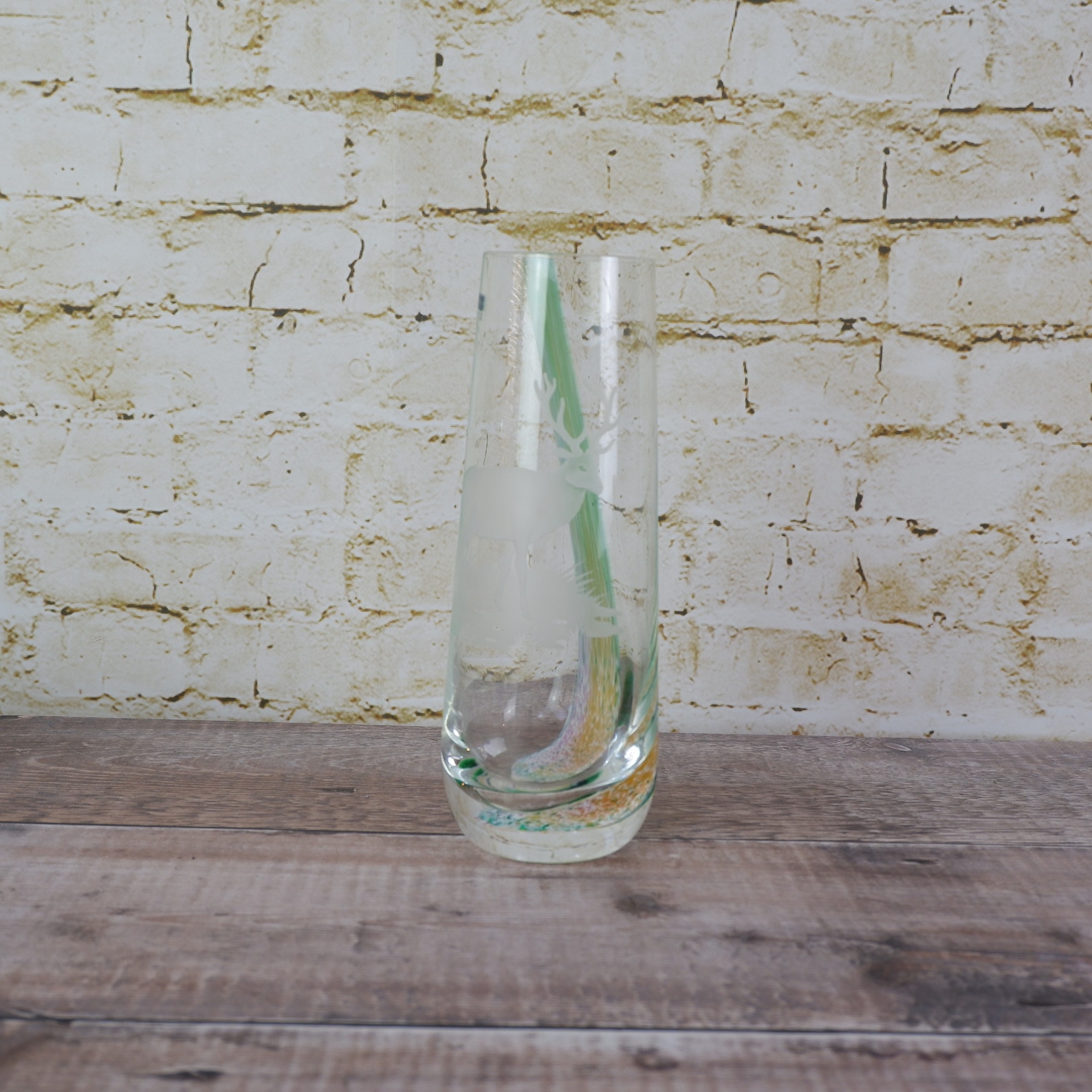 Caithness Glass Vase With Stag Etching | Etsy UK