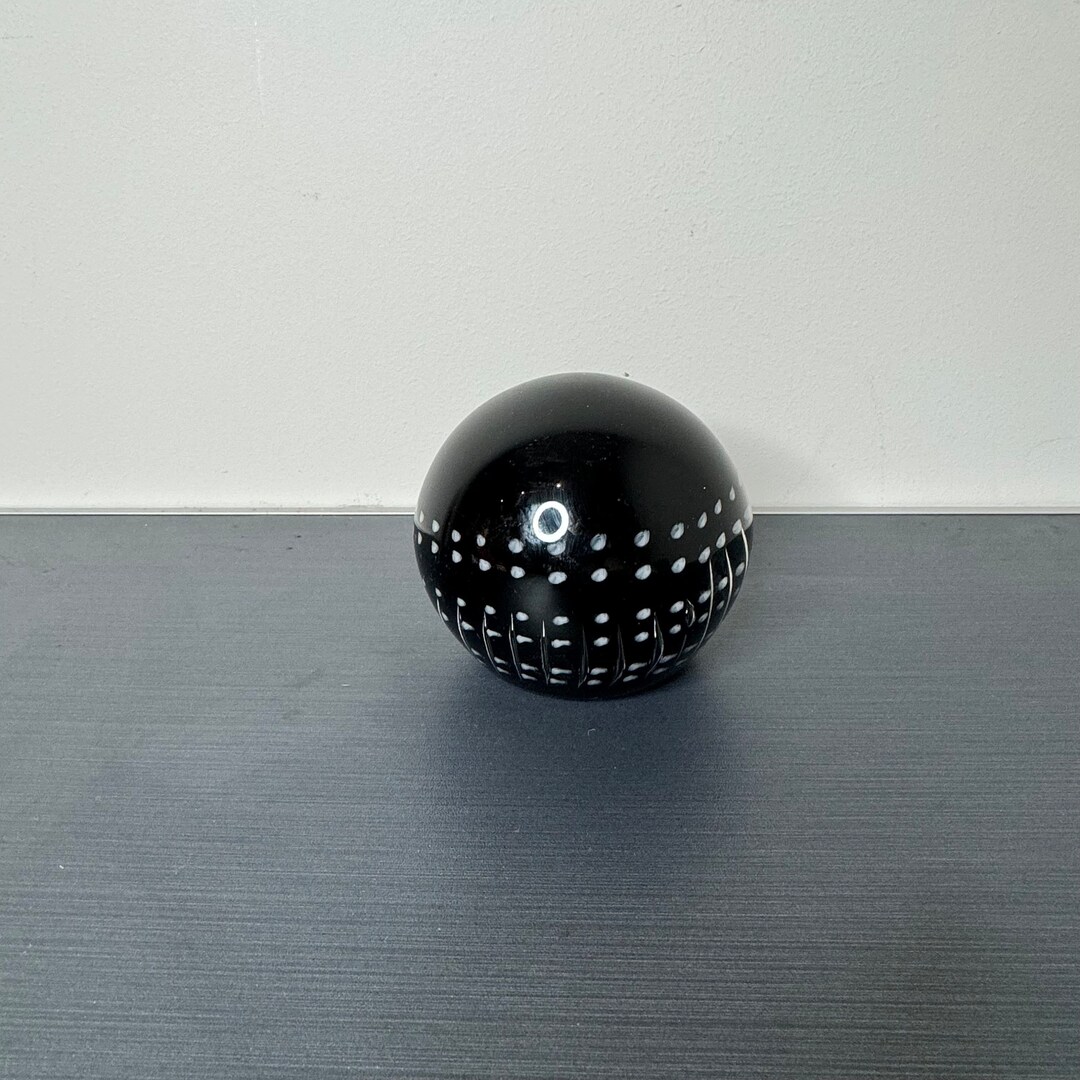 Vintage Black Glass Paperweight - Etsy