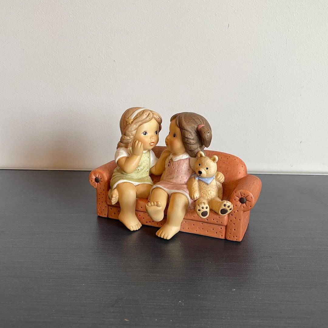 Vintage Goebel Collections - Girls on a Settee With Teddy Figurine - Etsy