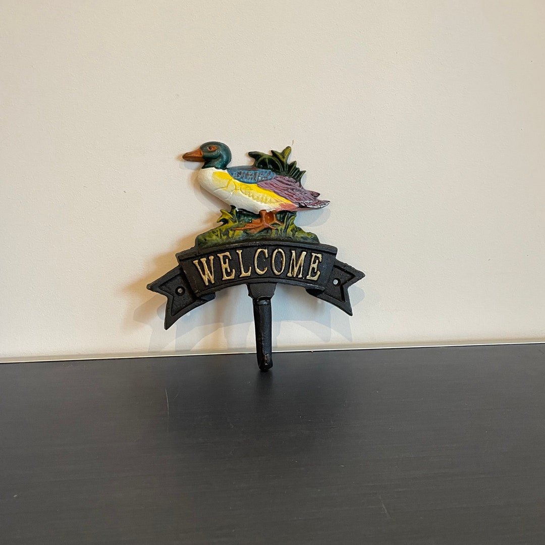 Vintage Cast Iron Duck Welcome Sign - Etsy