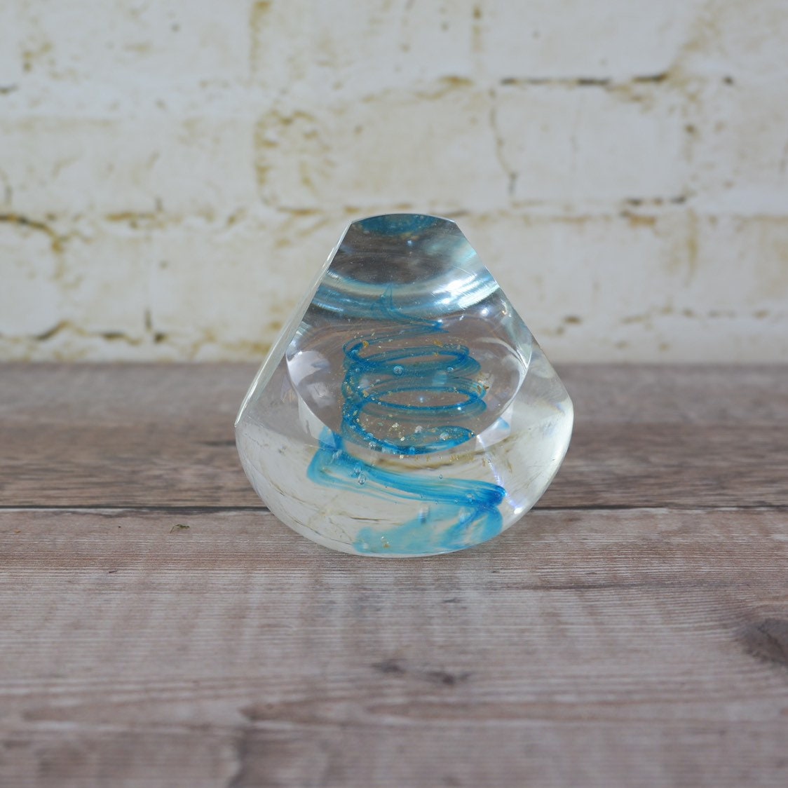 Vintage Blue Glass Paperweight - Etsy UK