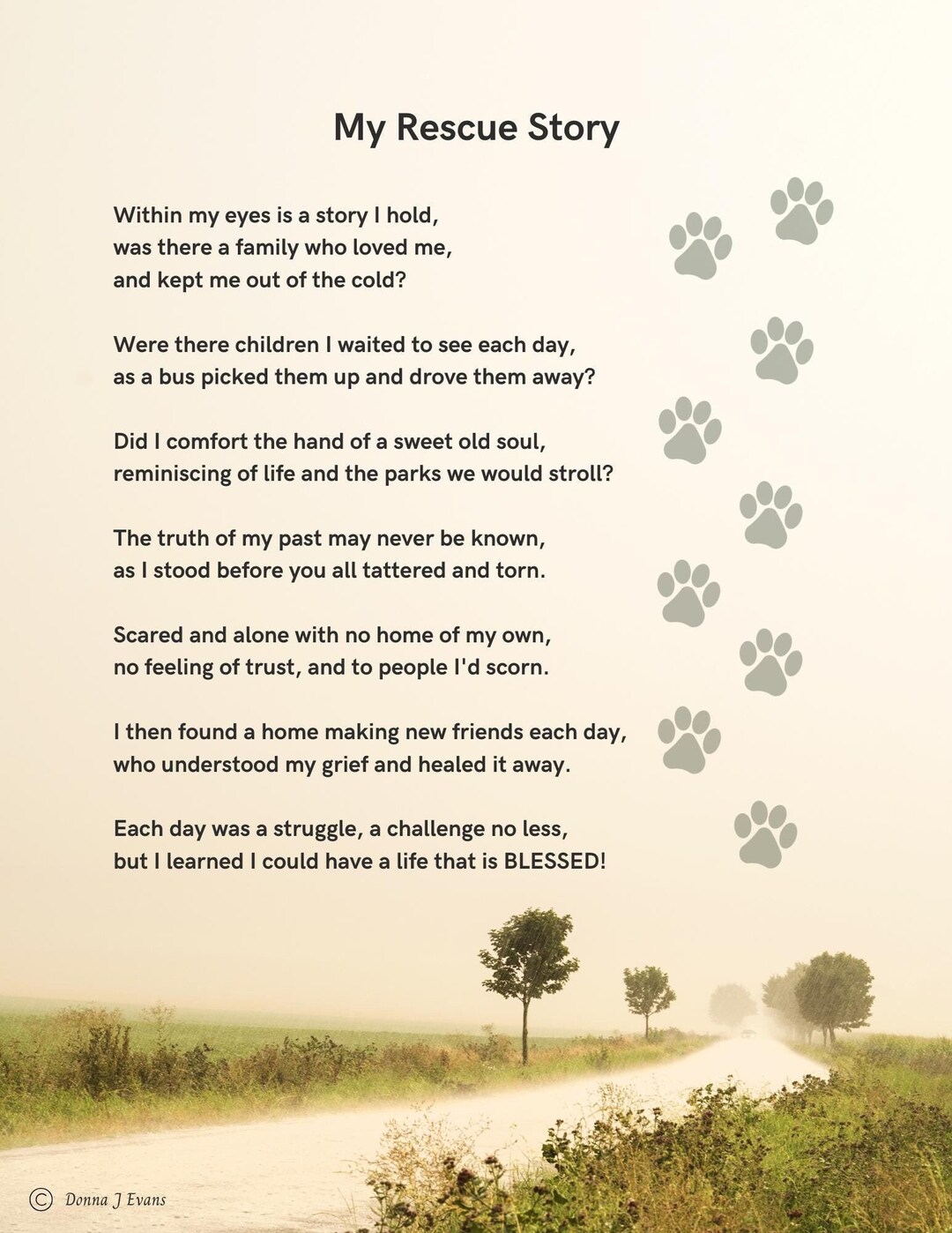 My Rescue Story Poem Digital File, Rescue Dog, Dog Rescue, Puppy Rescue ...