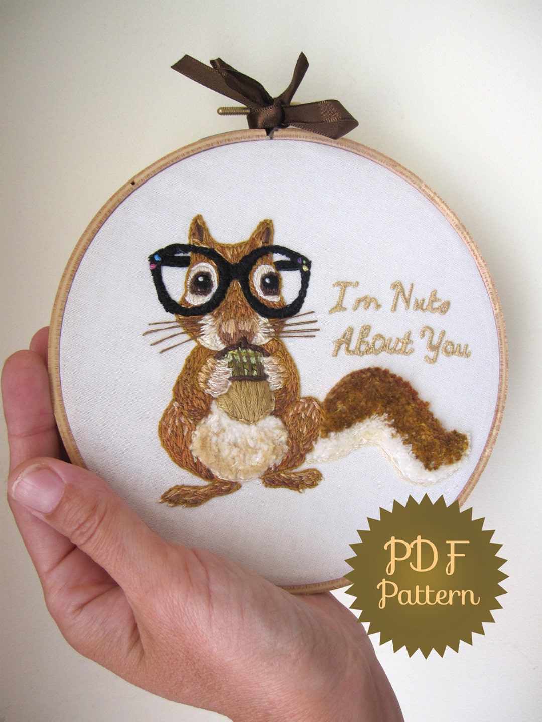 Modern Squirrel Embroidery Pattern - DIY Hoop Art for Home Decor ...