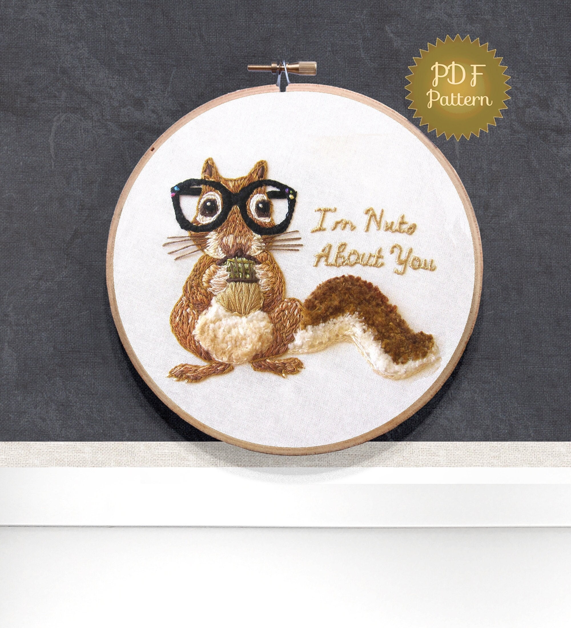 Modern Squirrel Embroidery Pattern - DIY Hoop Art for Home Decor ...