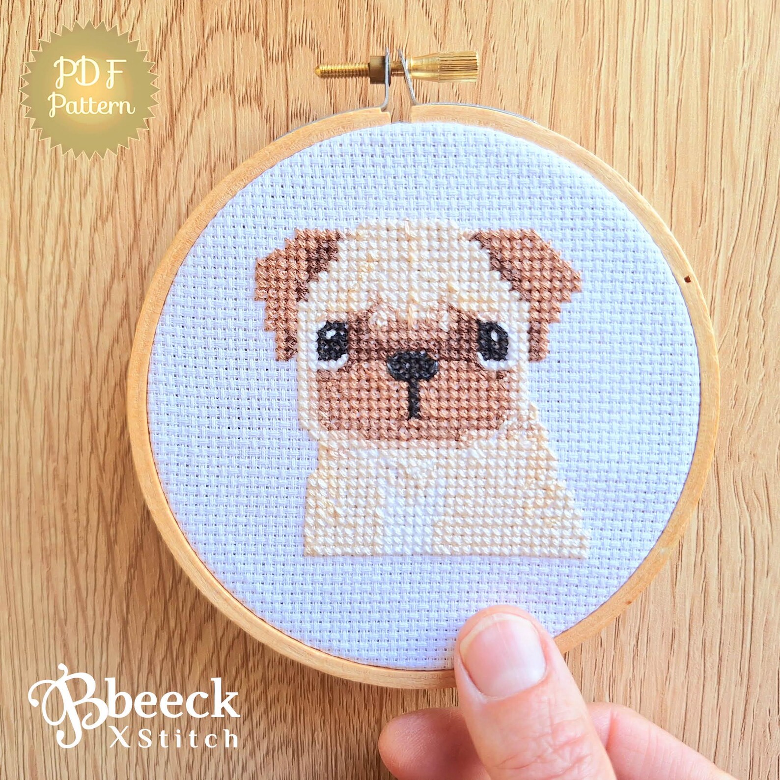 Pug Cross Stitch Pattern, Tiny Cross Stitch Pattern. Pug Art, Pug Home ...