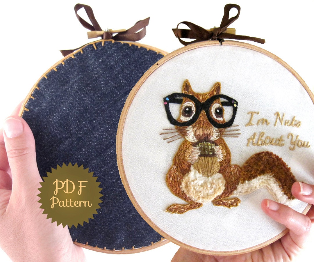 Modern Squirrel Embroidery Pattern - DIY Hoop Art for Home Decor ...