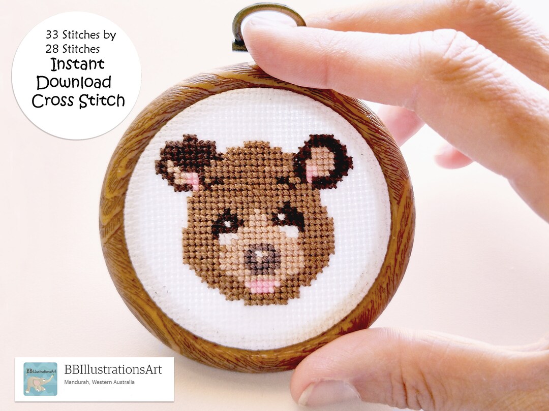 Teddy Bear Cross Stitch Pattern. Tiny Cross Stitch Pattern. Teddy Cross ...