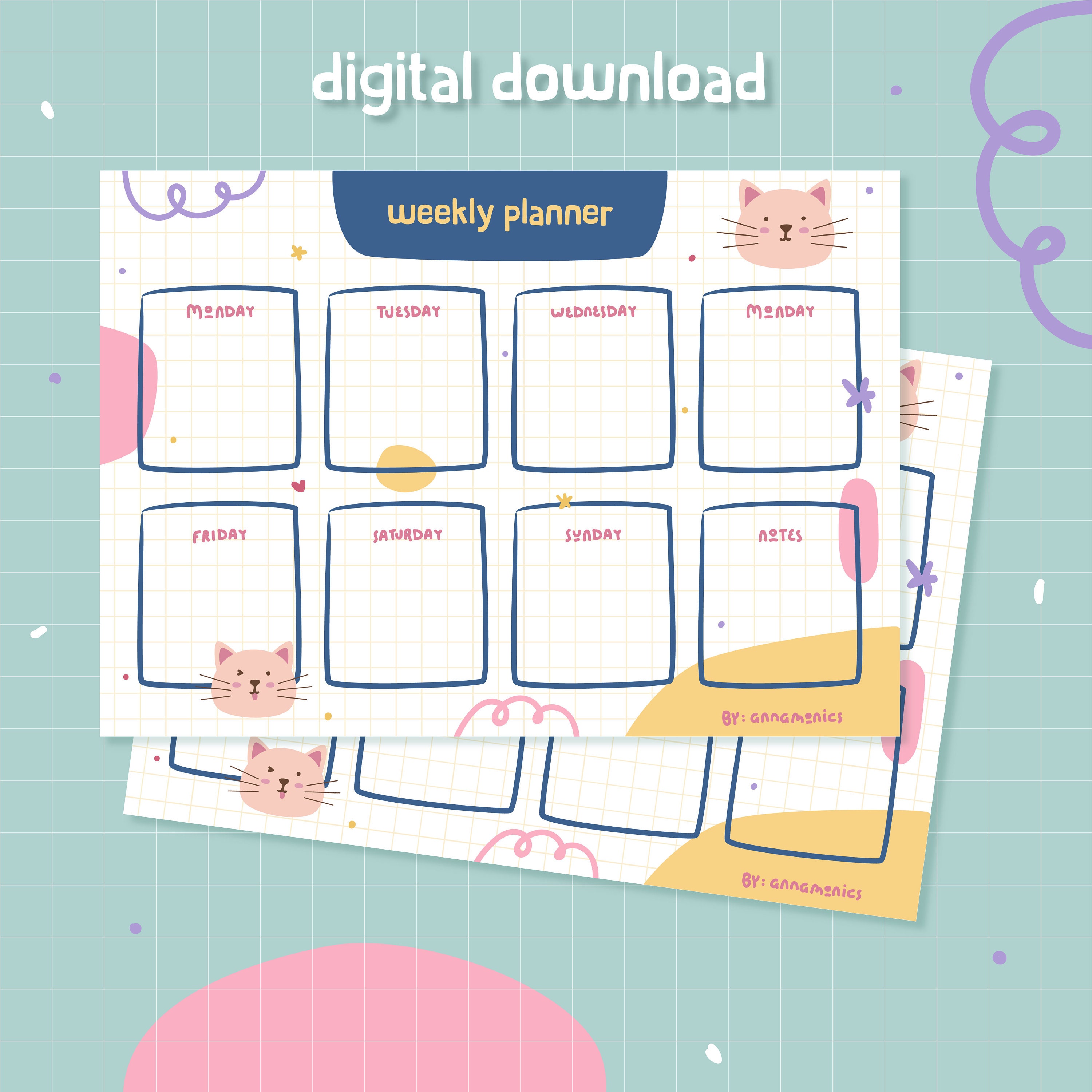 Printable Weekly Planner & Notes Template Printable A4. | Etsy