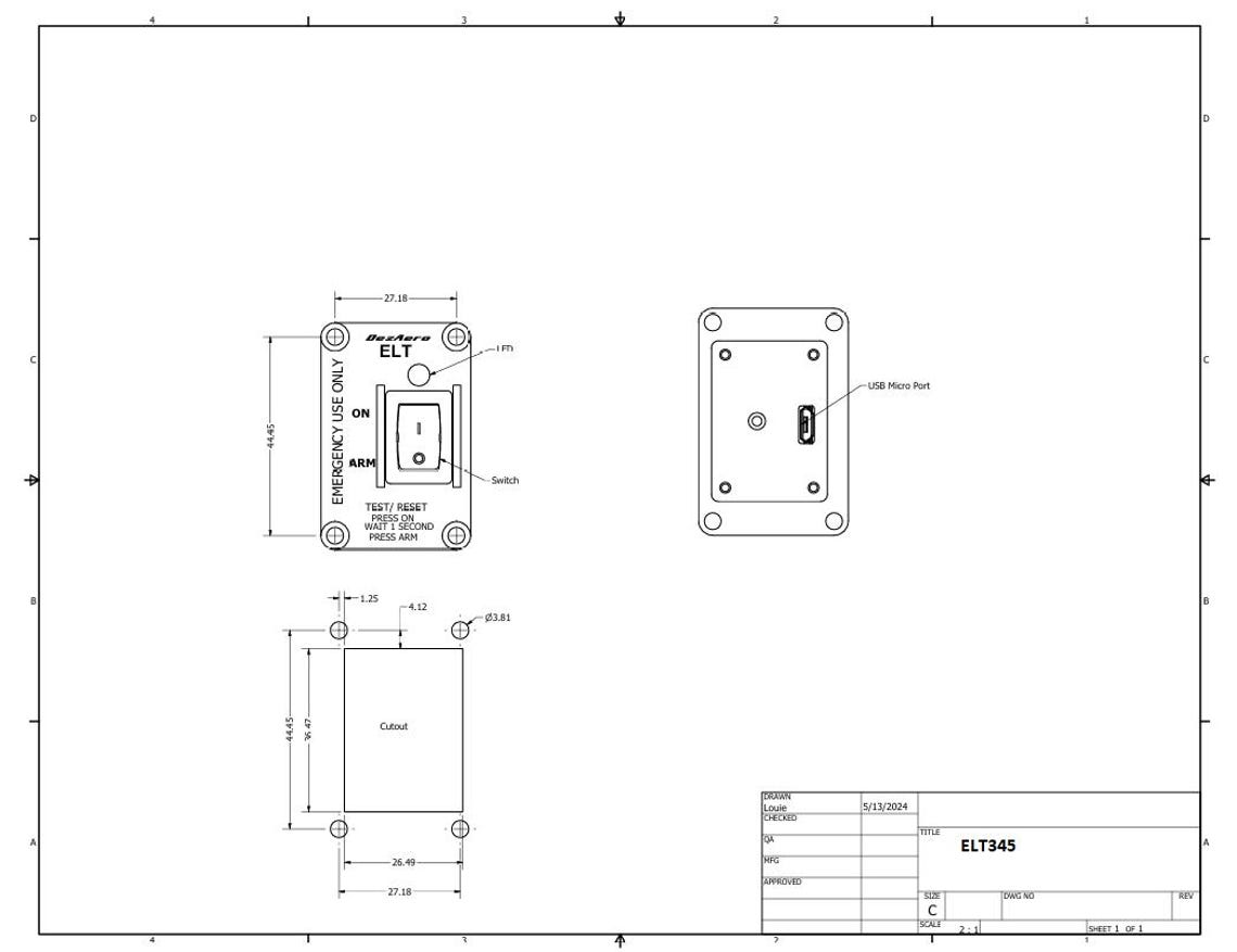 USB ELT Remote Switch for Cessna, Beechcraft, Diamond, TBM, Boeing ...