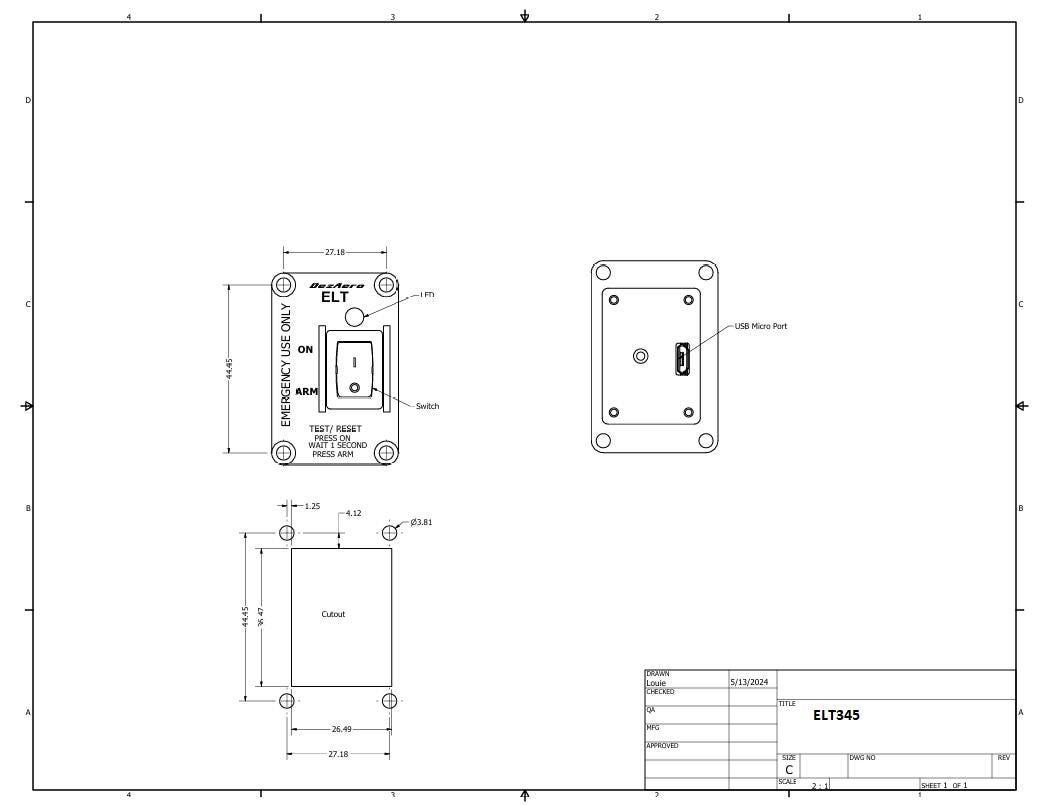 USB ELT Remote Switch for Cessna, Beechcraft, Diamond, TBM, Boeing ...