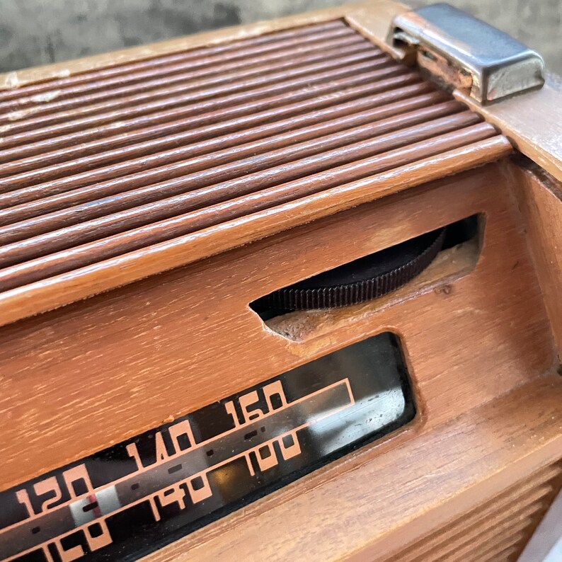 Vtg Philco Tube Radio Portable Roll Top Wood Case 46-350 1964 Broken ...
