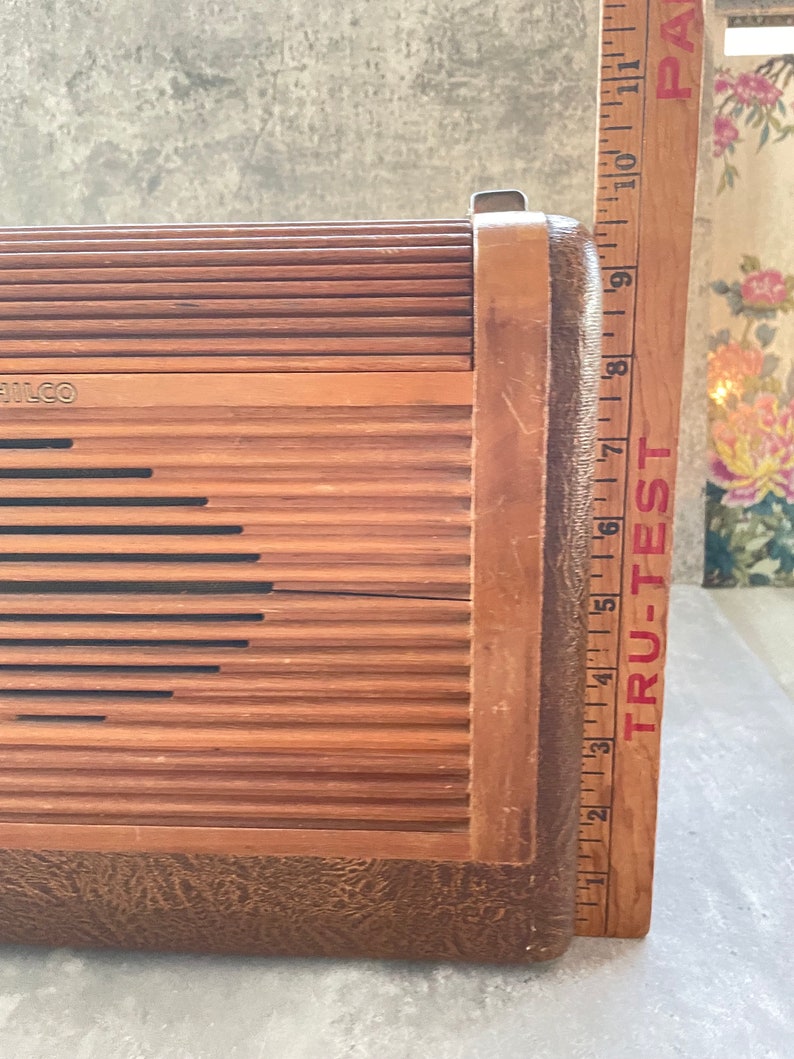 Vtg Philco Tube Radio Portable Roll Top Wood Case 46-350 1964 Broken ...