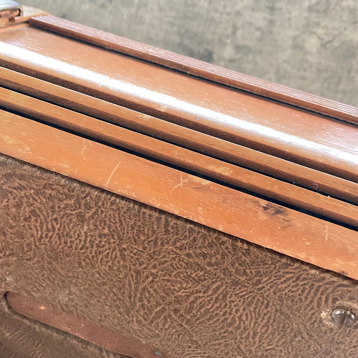 Vtg Philco Tube Radio Portable Roll Top Wood Case 46-350 1964 Broken ...