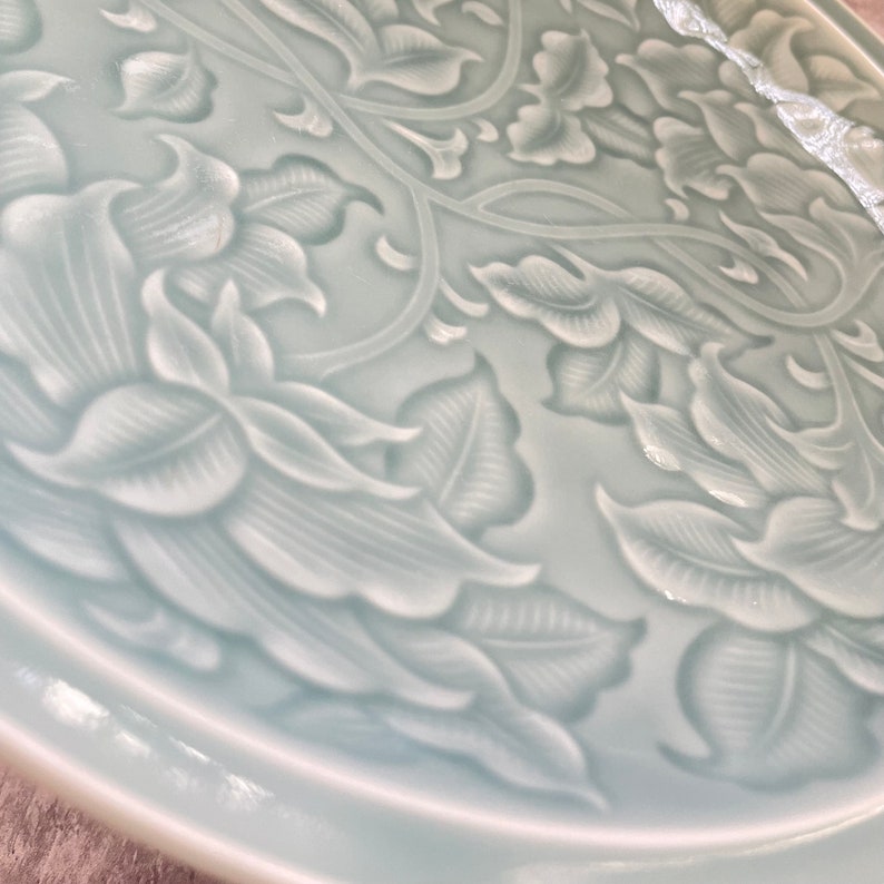 Vtg Glazed Celadon Greenware Porcelain Round Plated 9 7/8 Chinese - Etsy