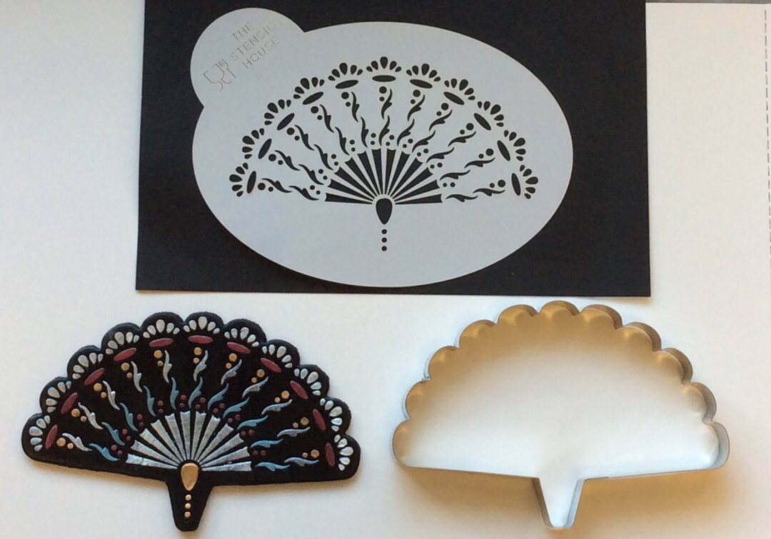 Spanish Fan Cookie Cutter and Stencil Set - Etsy
