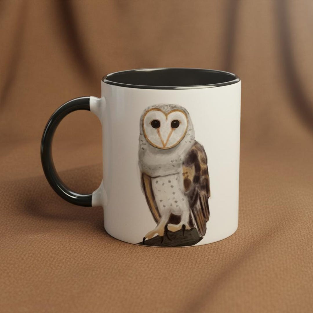 Watercolor Barn Owl Mug: Hand-illustrated Ceramic Coffee Cup - Etsy UK