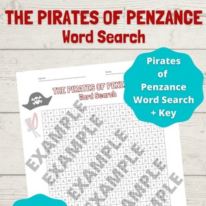 Pirates of Penzance Word Search and Glossary of Terms, DIGITAL Download ...