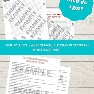 Pirates of Penzance Word Search and Glossary of Terms, DIGITAL Download ...