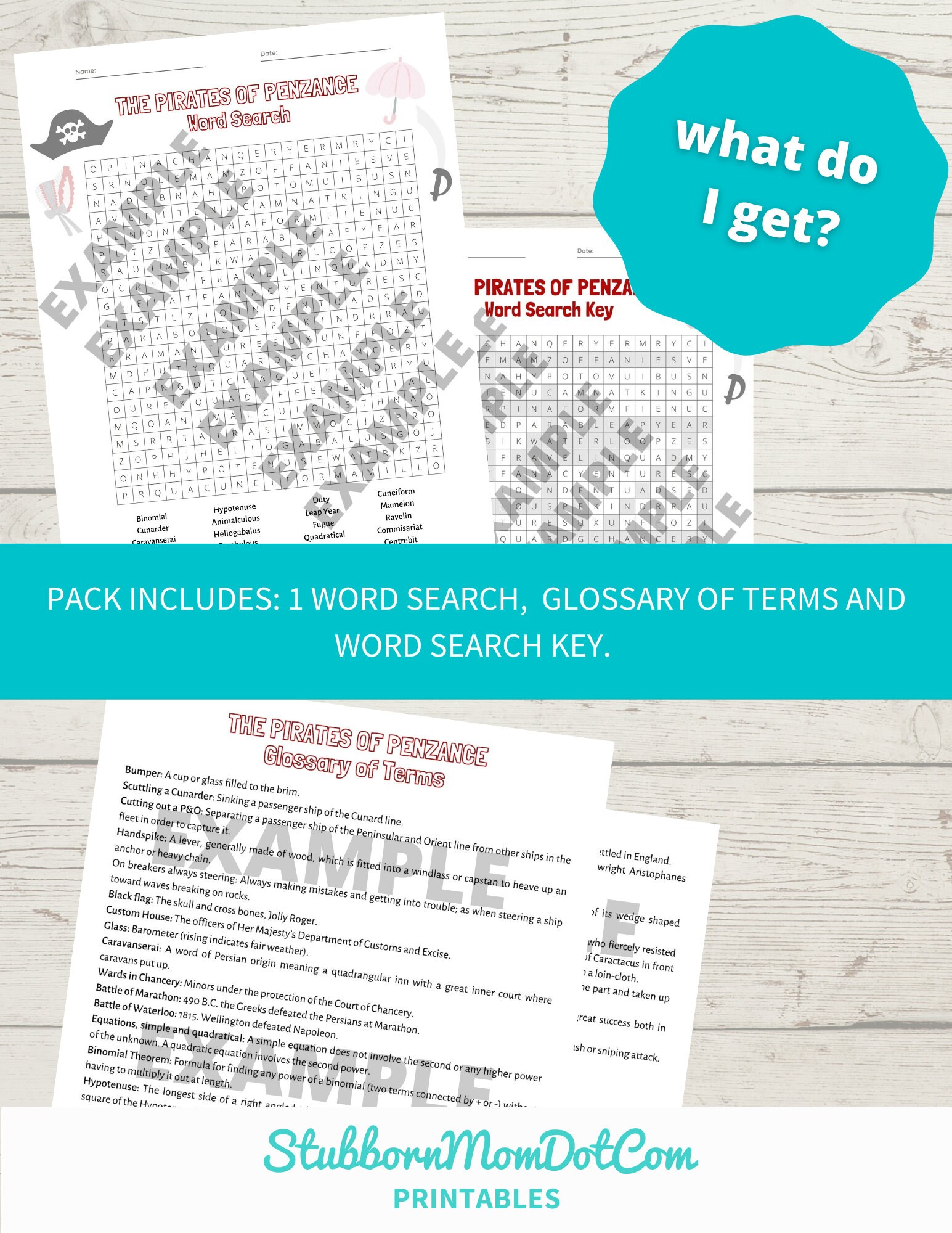 Pirates of Penzance Word Search and Glossary of Terms, DIGITAL Download ...