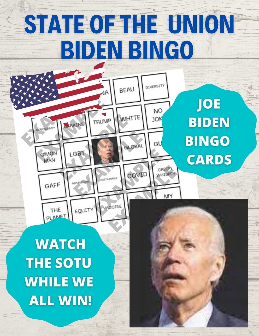State of the Union Bingo Joe Biden Bingo Printable, Download PDF for a ...