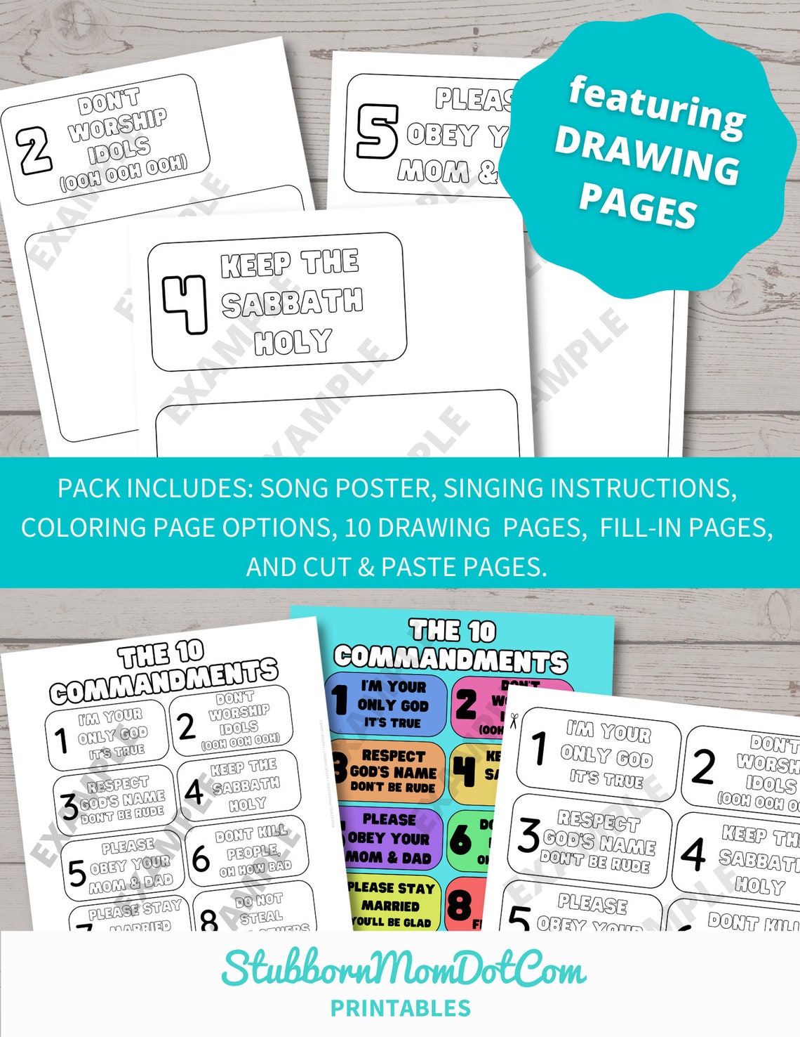 The Ten Commandments Song: Worksheets DIGITAL Download, Printables ...