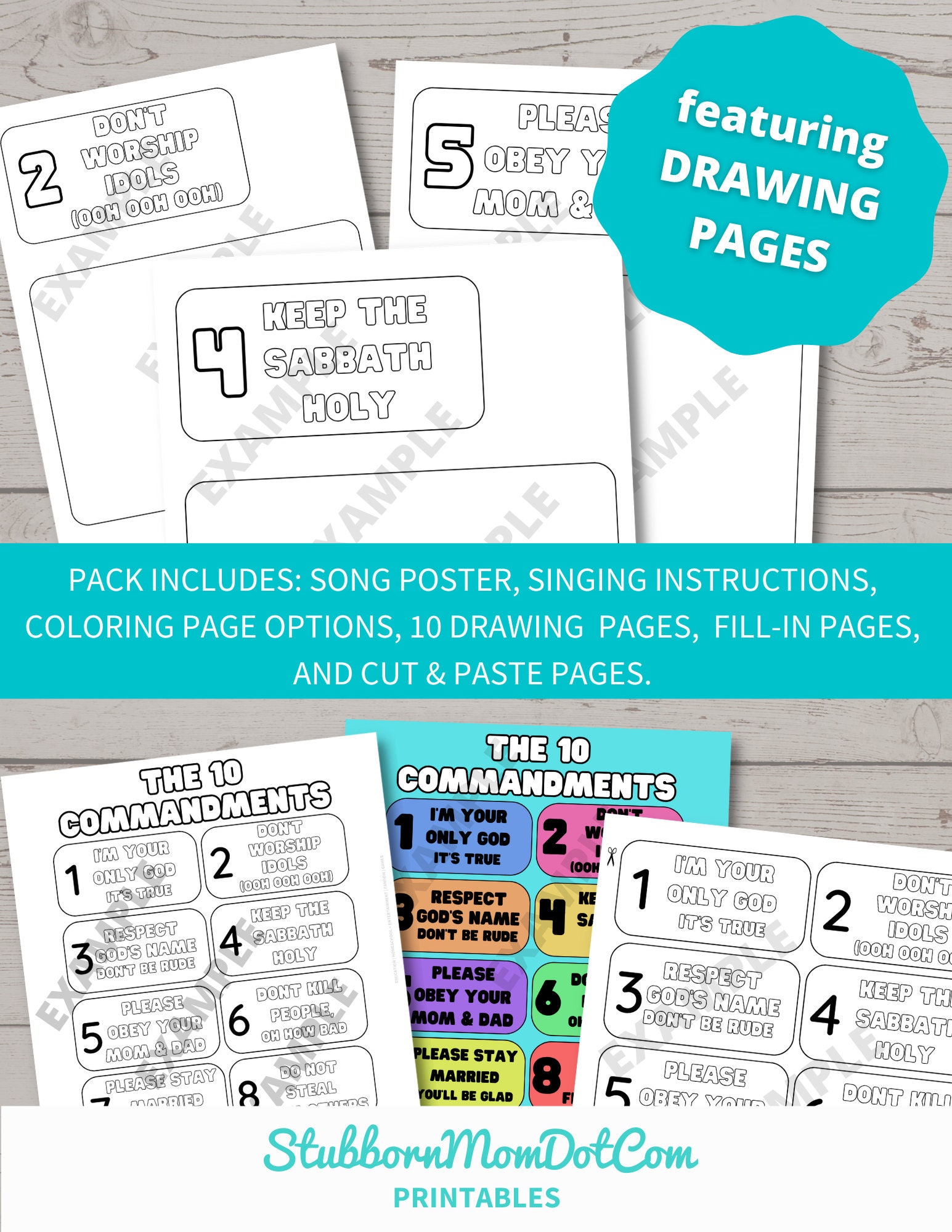 The Ten Commandments Song: Worksheets DIGITAL Download, Printables ...