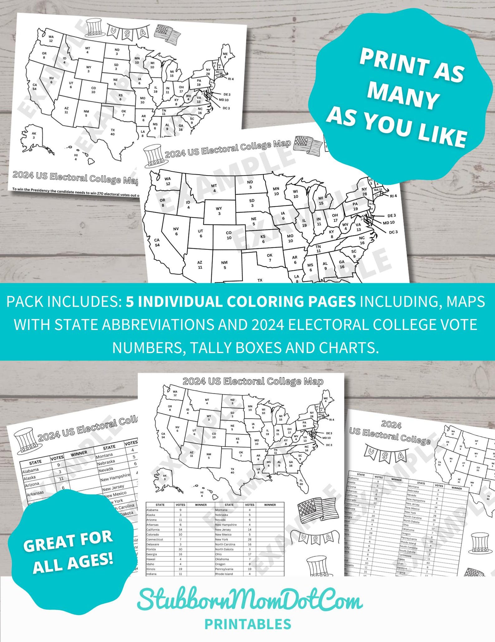 2024 Electoral College Map Coloring Page, Fillable, Printable Trump ...