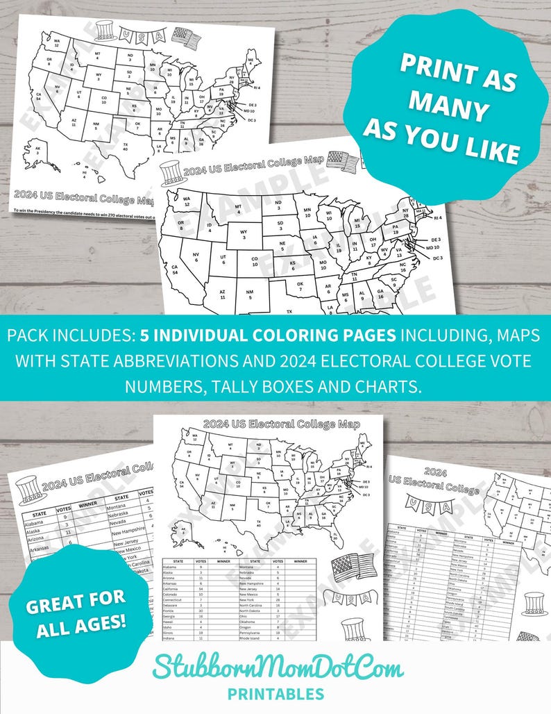 2024 Electoral College Map Coloring Page, Fillable, Printable Trump ...
