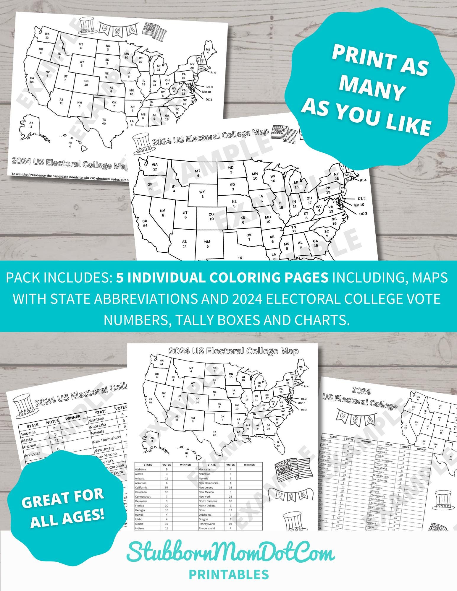 2024 Electoral College Map Coloring Page, Fillable, Printable Trump ...