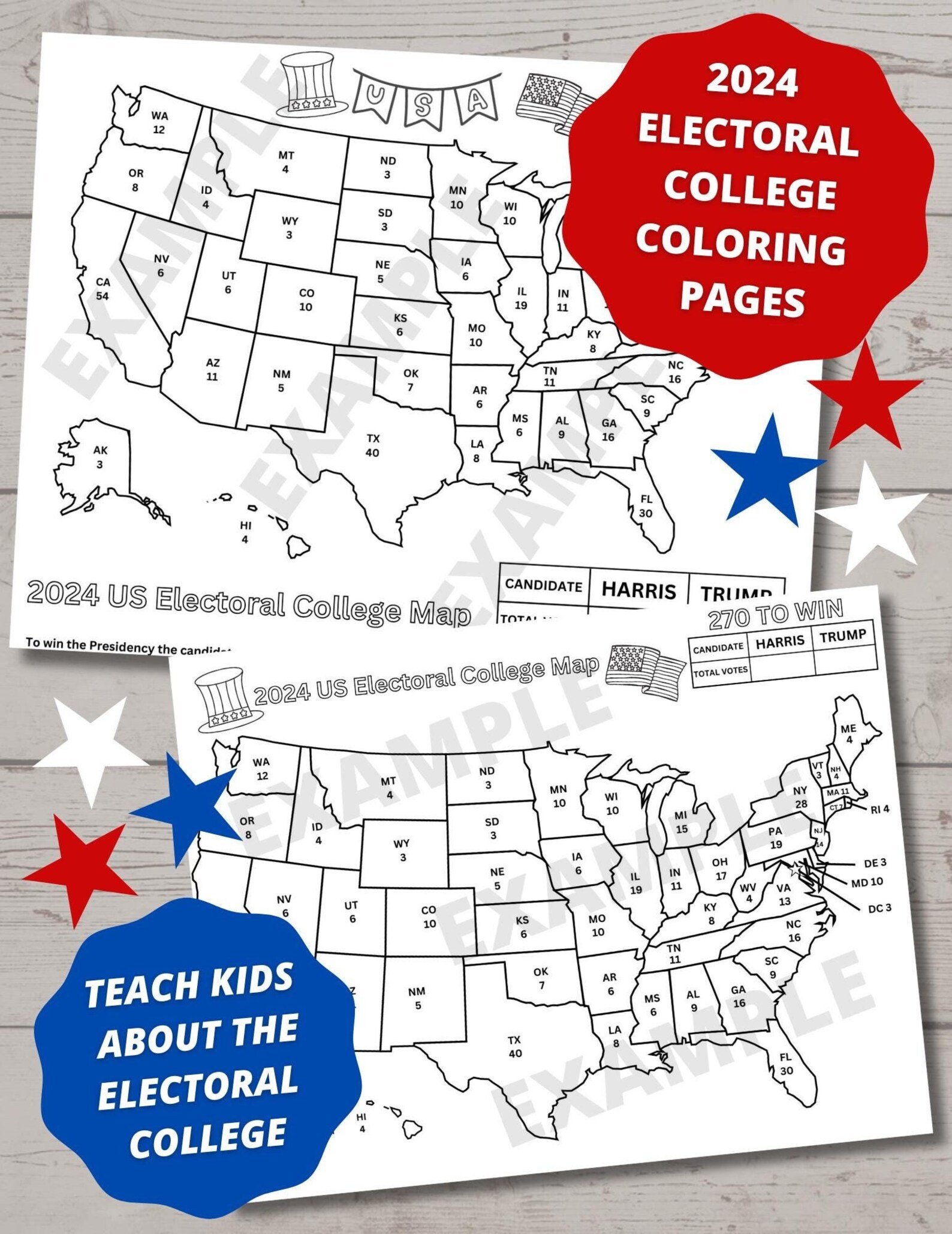 2024 Electoral College Map Coloring Page, Fillable, Printable Trump ...