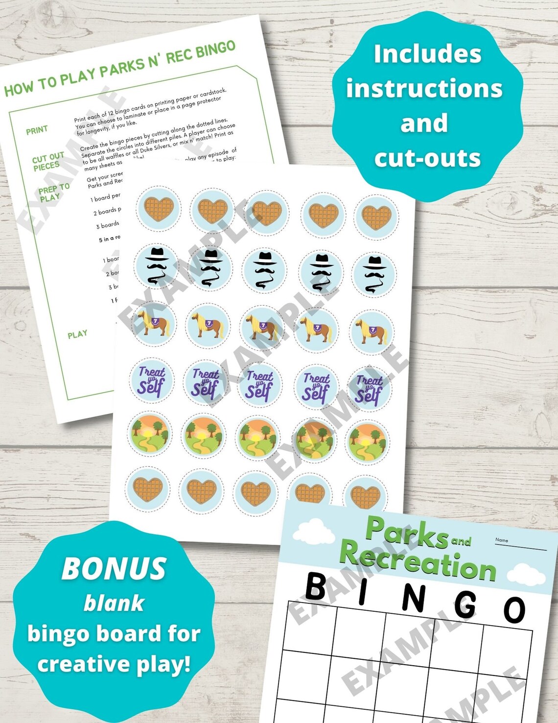 Parks and Recreation Bingo, (set of 12) DIGITAL Download, Printable ...