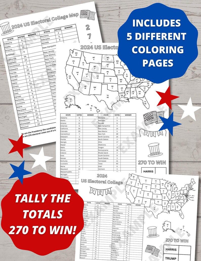 2024 Electoral College Map Coloring Page, Fillable, Printable Trump ...