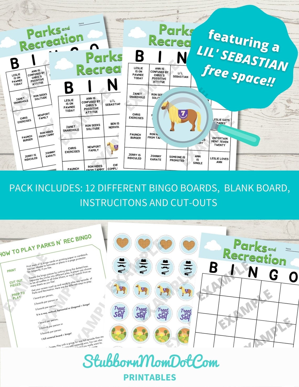 Parks and Recreation Bingo, (set of 12) DIGITAL Download, Printable ...