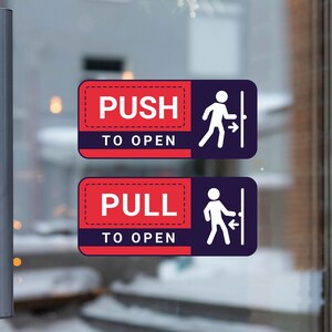 Push Pull Door Stickers X2 - Weatherproof, Door Sign, Shop Window ...