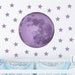 Purple Moon and Stars Watercolor Decal , Removable Moon Wall Sticker ...