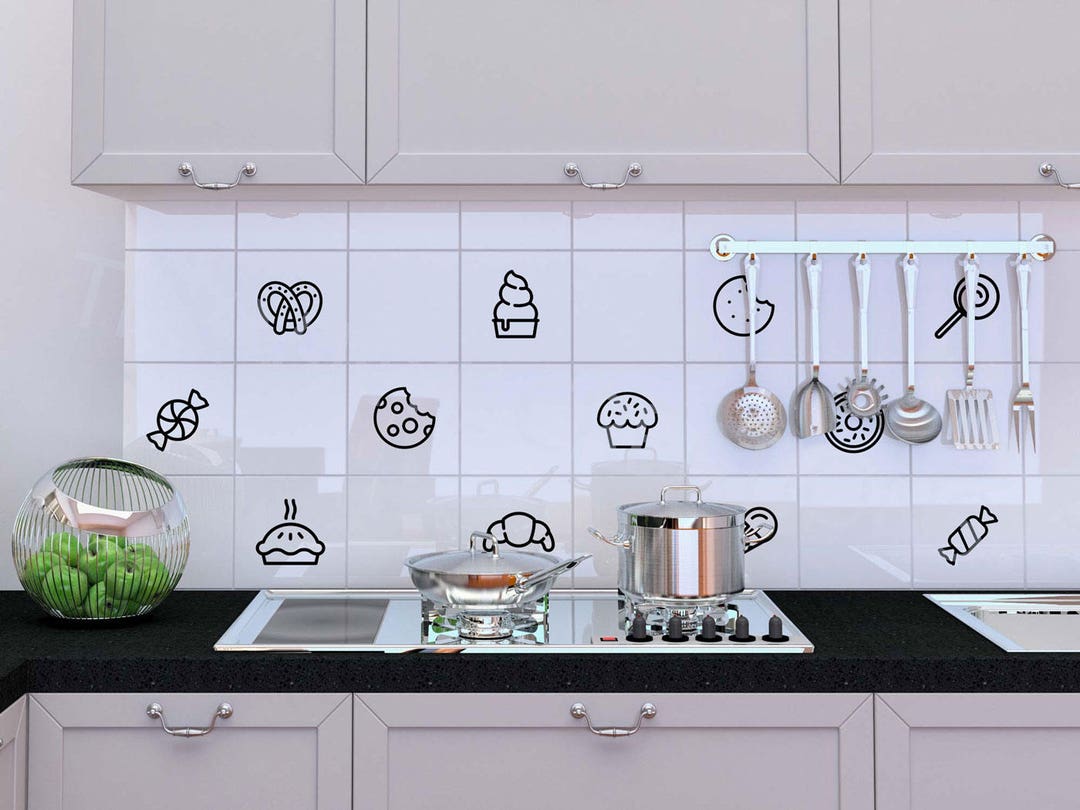 Variety of Dessert Stickers for Tiles - Kitchen Tiles Stickers ...