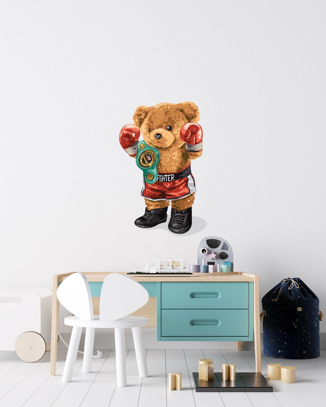 Teddy Bear Boxing Wall Sticker - Boxing Gifts - Boxing Wall Art ...