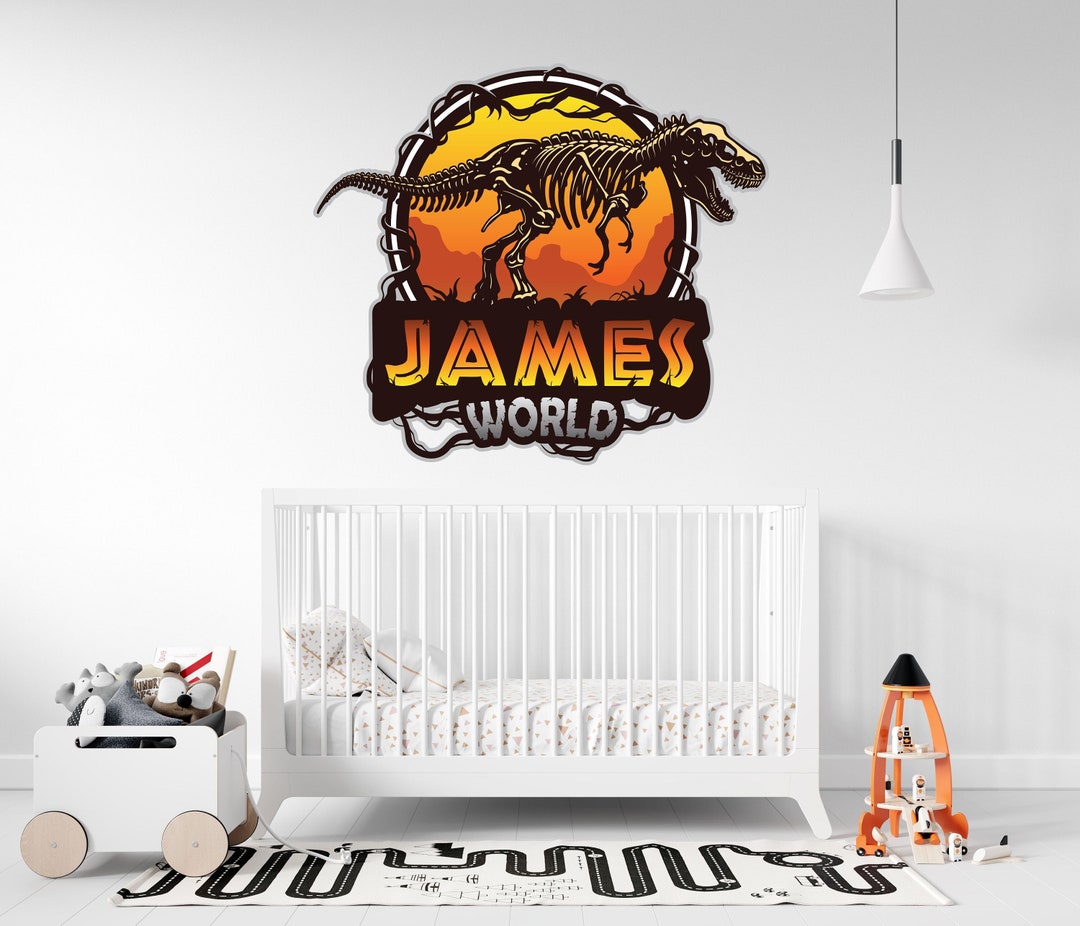 Personalised Dinosaur Wall Decal - Custom Name Wall Sticker - Dinosaur ...